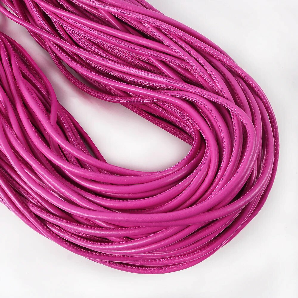 Розовый круглый шнур из искусственной кожи 2 м, 5 мм, Color: 07