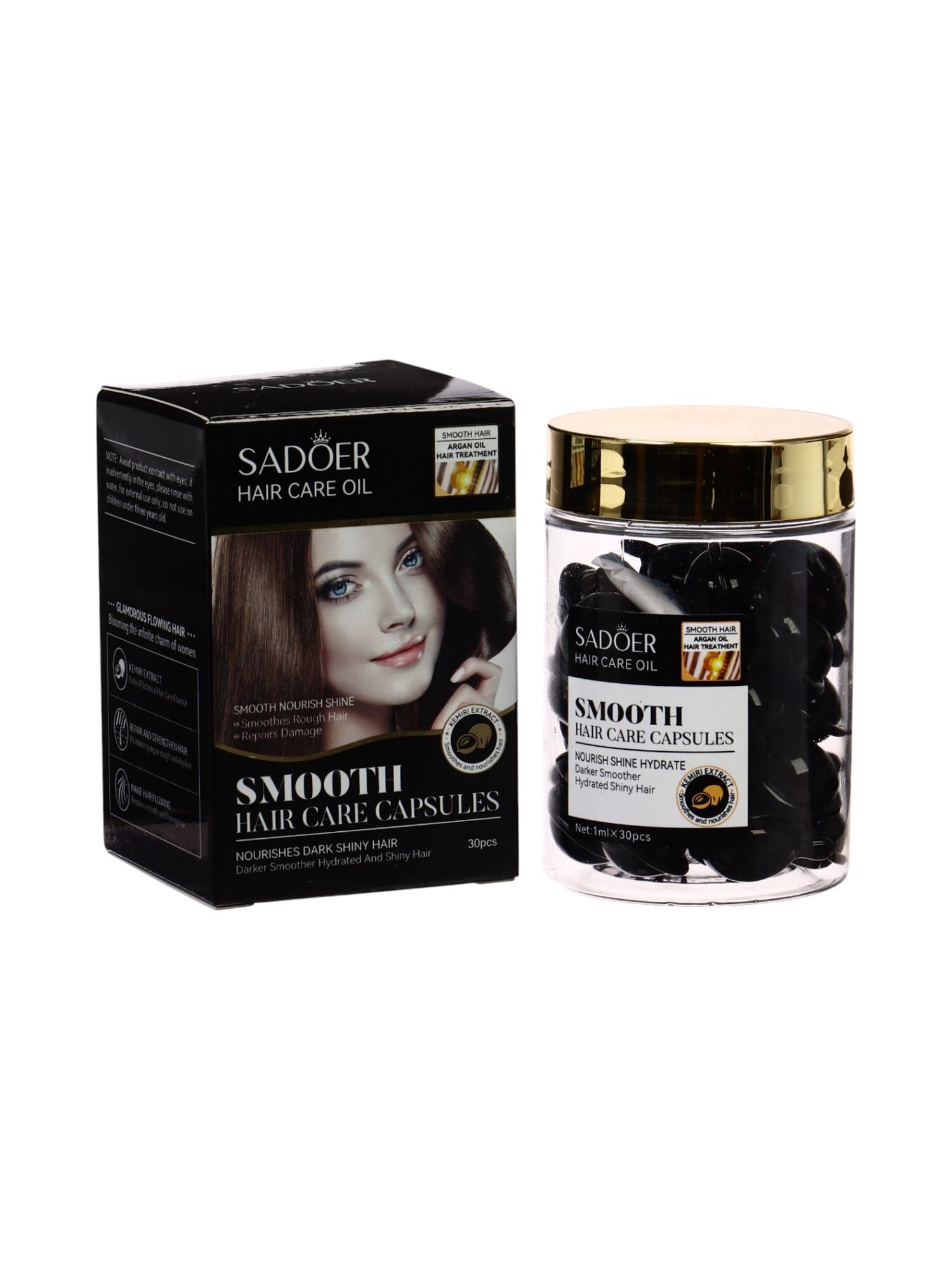 Масло для волос в капсулах, с аргановым маслом и лесным орехом, 1 мл × 30 шт.