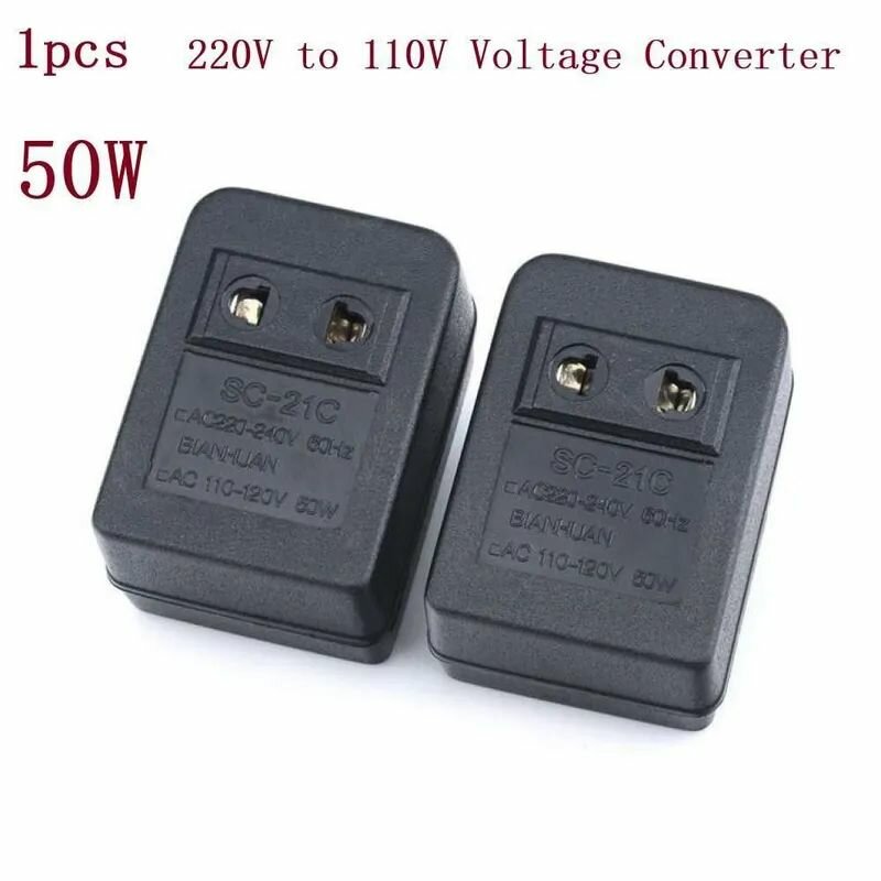Путевой адаптер с понижающим трансформатором, 50 Вт, конвертер напряжения США переменного тока 220 В в 110 В