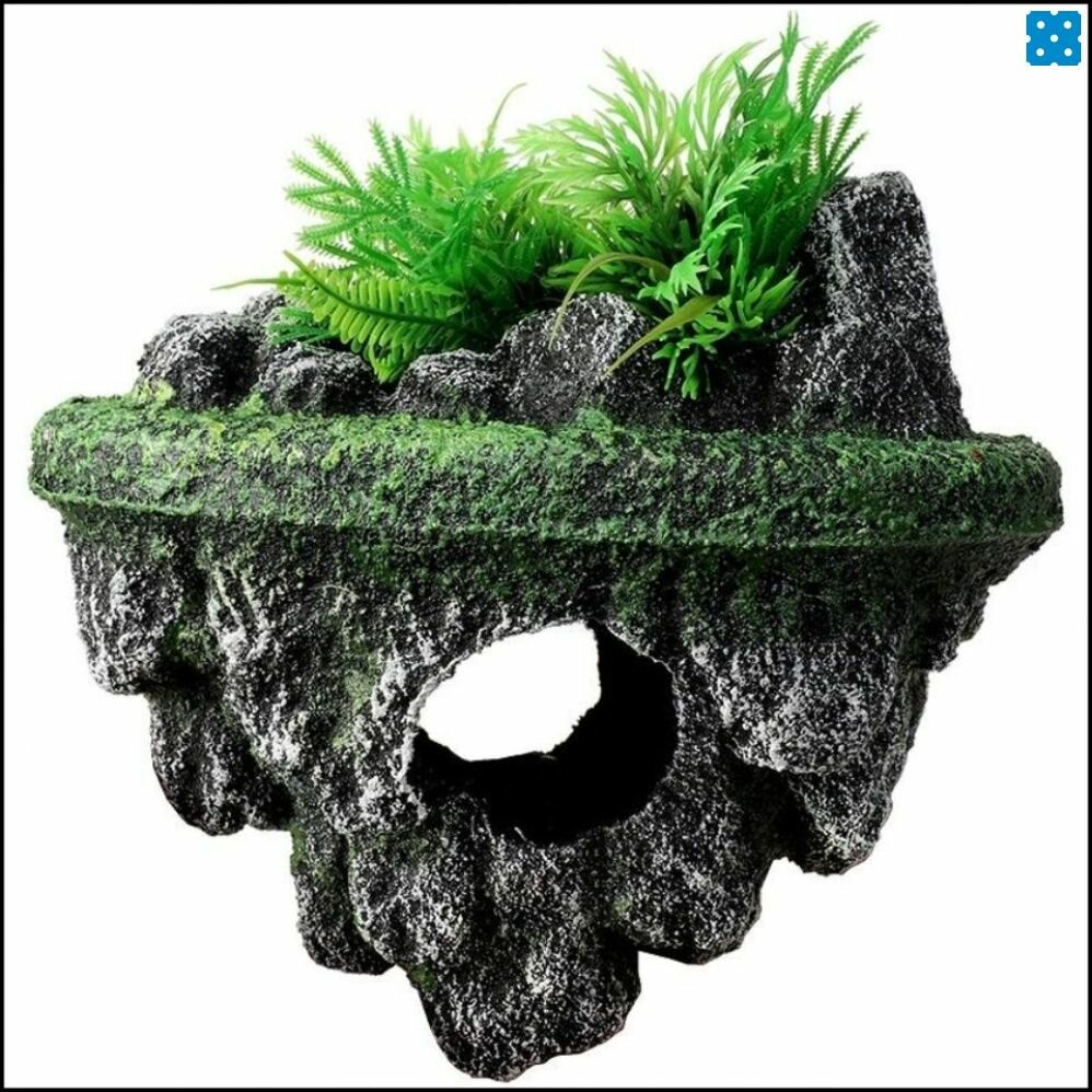 Эксклюзивный декоративный грот для рыб и креветок выполнен в виде плавучего искусственного острова