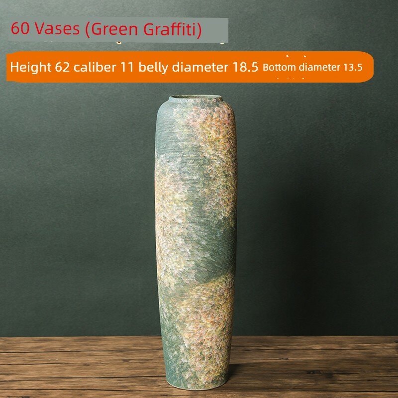 Керамическая ваза из Цзиндэчжэня, большая напольная ваза для цветов, подходит для аранжировки золотых тростников и