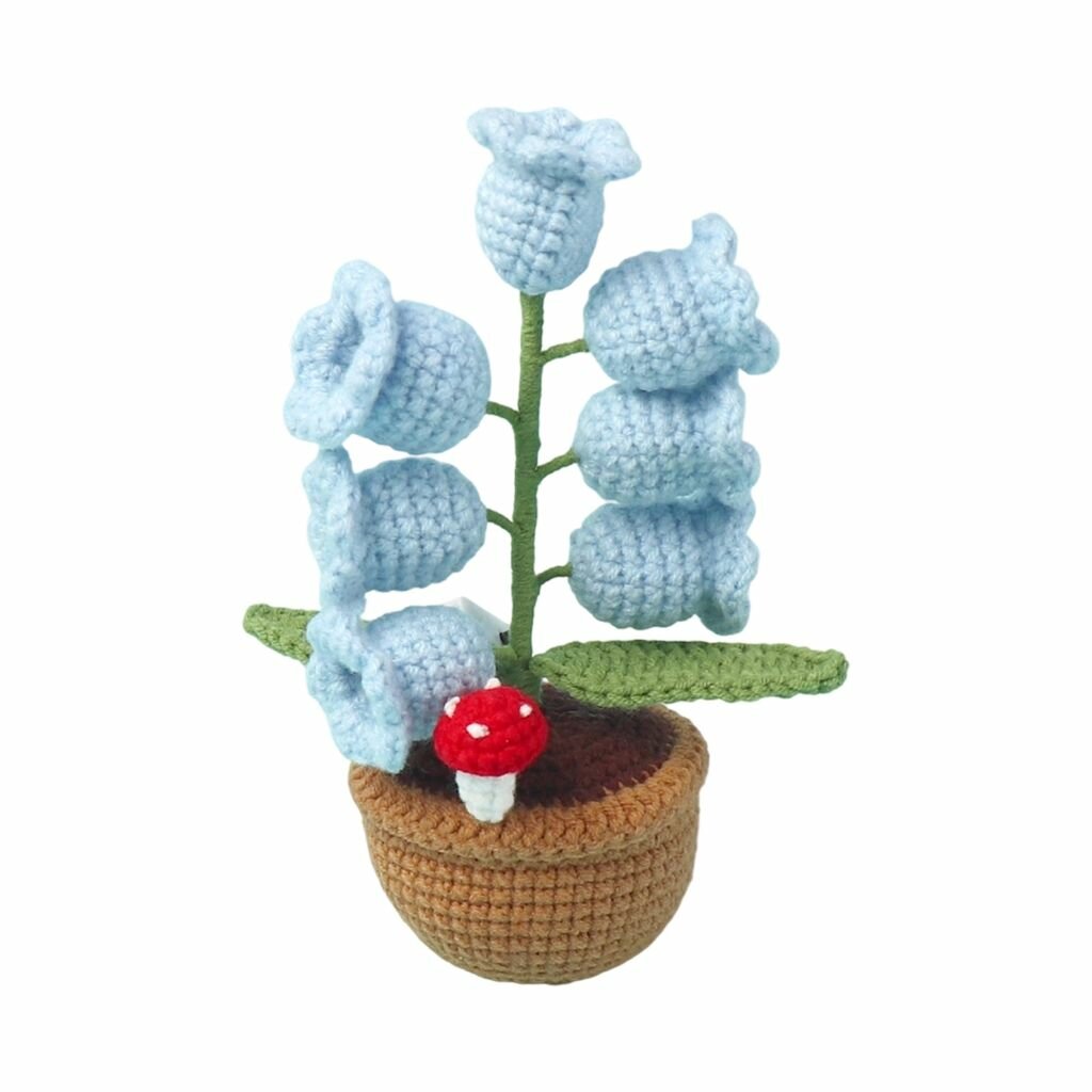 Ландыш цветочный шерстяной в горшке-синий-без света