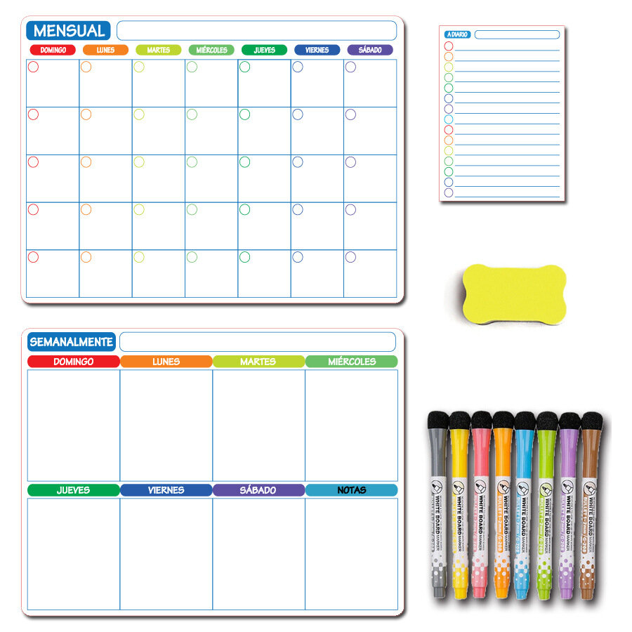 Магнитный планировщик на заказ, мягкая белая доска, магнитный календарь для холодильника, немецкий, испанский, съемный магнитный стикер для сообщений