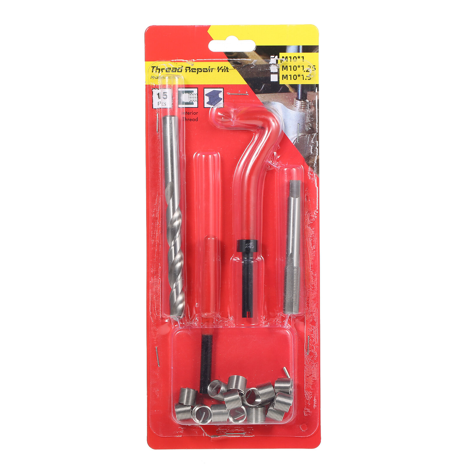 Набор для ремонта резьб метрической M5 M6 M8 M10 M12 M14 Helicoil Car Pro Coil Tool 20 штук M10*1 из стали цвет серебристый размер упаковки 21*17*3см вес 248г
