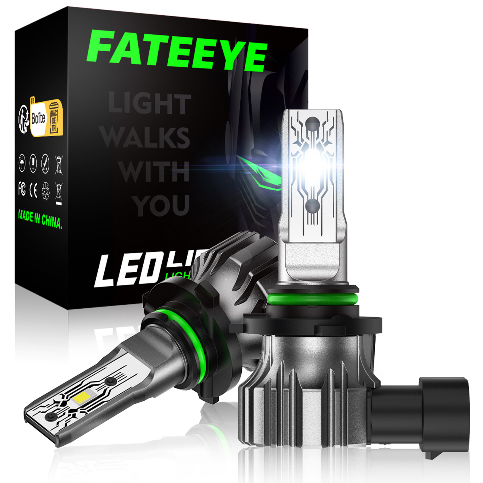 FATEEYE Автомобильная светодиодная фара H4 H7 H11 9005 6500K Дневной свет 10000LM/пара 50W/пара Автомобильные фары Автомобильные светодиоды IP68 Водонепроницаемые