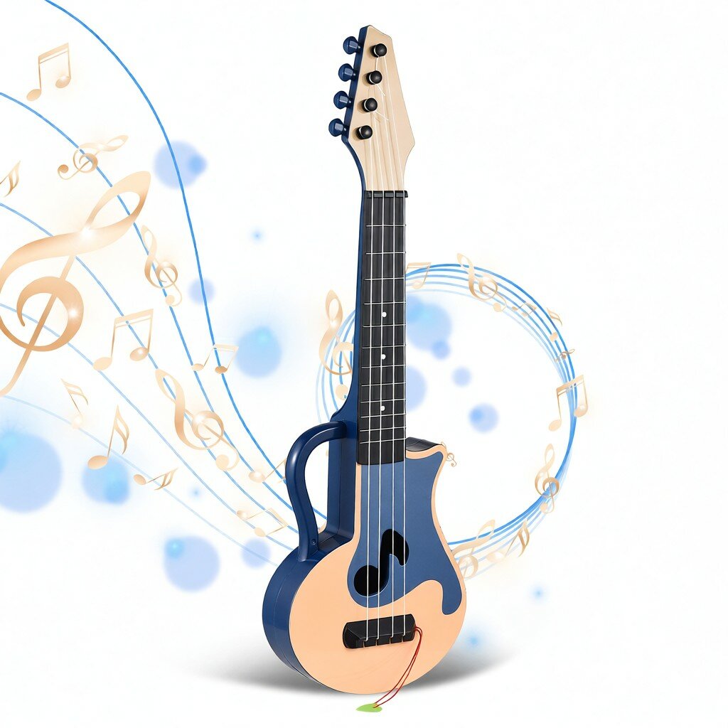 Укулеле 54 см с медиатором Musical Note Design ручная для начинающих подарок музыка маленькая гитара нитки из нейлона музыкальный инструмент цвет синий красный (доступно по выбору) материал пластик+нитки из нейлона размер 54*19 см вес 239 г количество 1