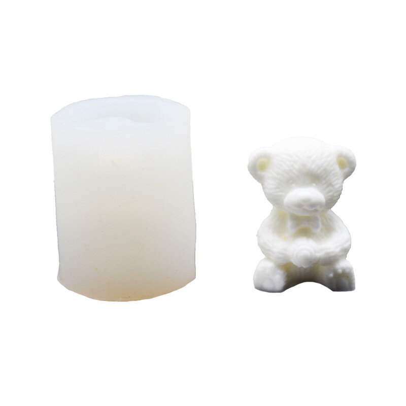 Формы для выпечки, три вида силиконовых форм в виде медведей, гипсовые куклы, ароматические свечи-украшения,
