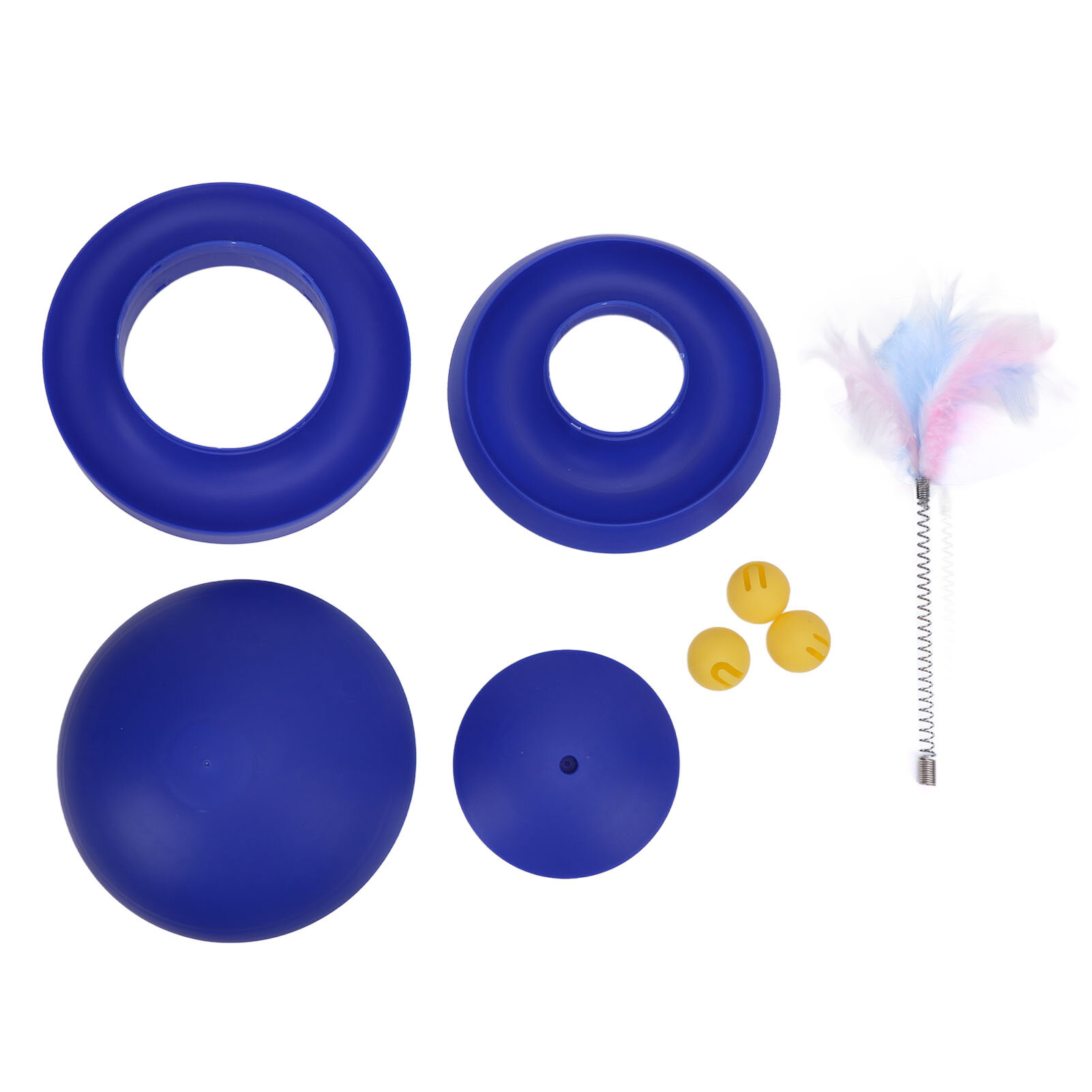Вращающаяся игрушка-башня для кошек, способствующая физической активности, интерактивный роликовый мячик для повышения жизненной энергии питомца, синий.