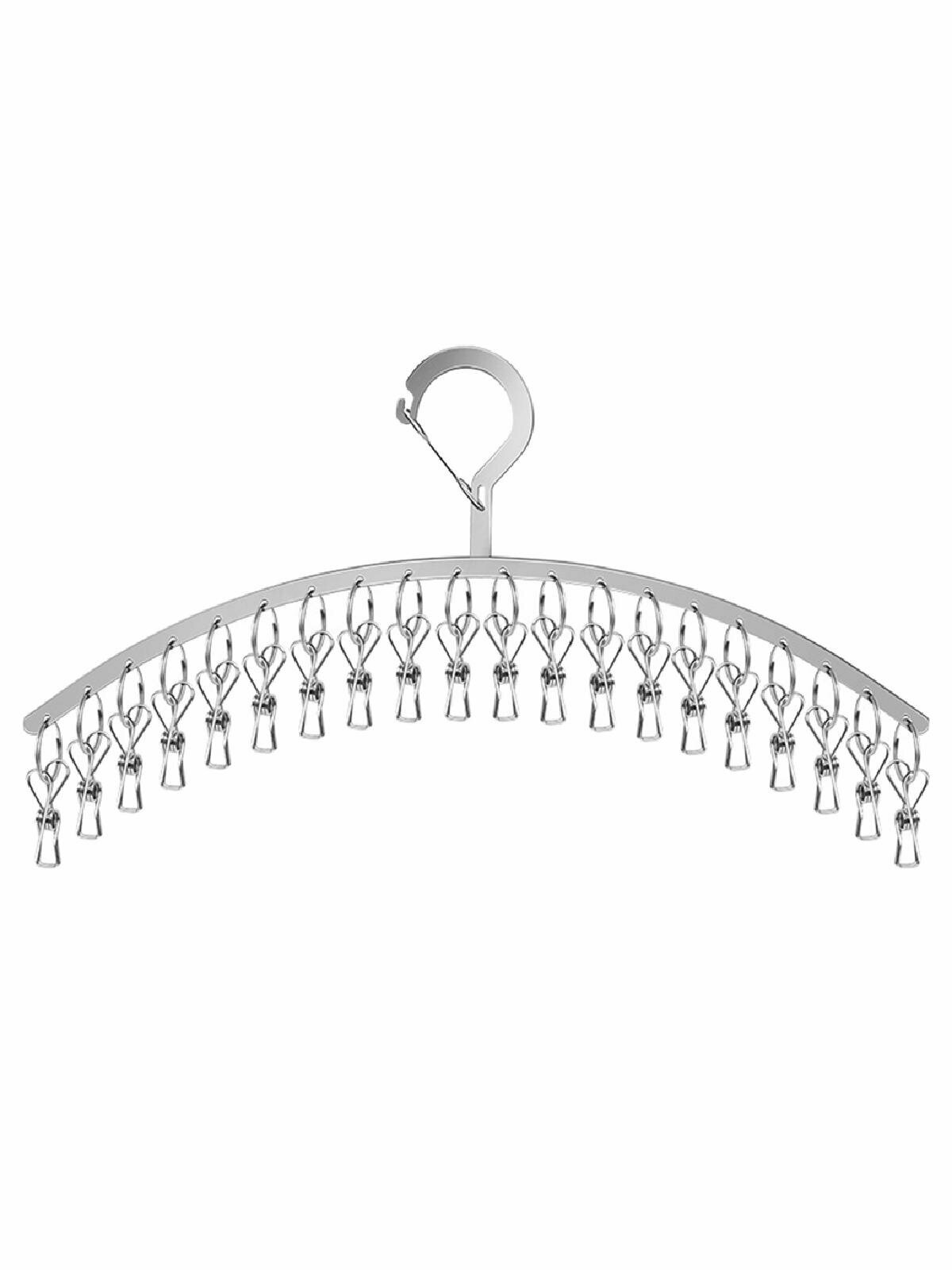 Изогнутая плоская стойка для носков из нержавеющей стали с 20 зажимами