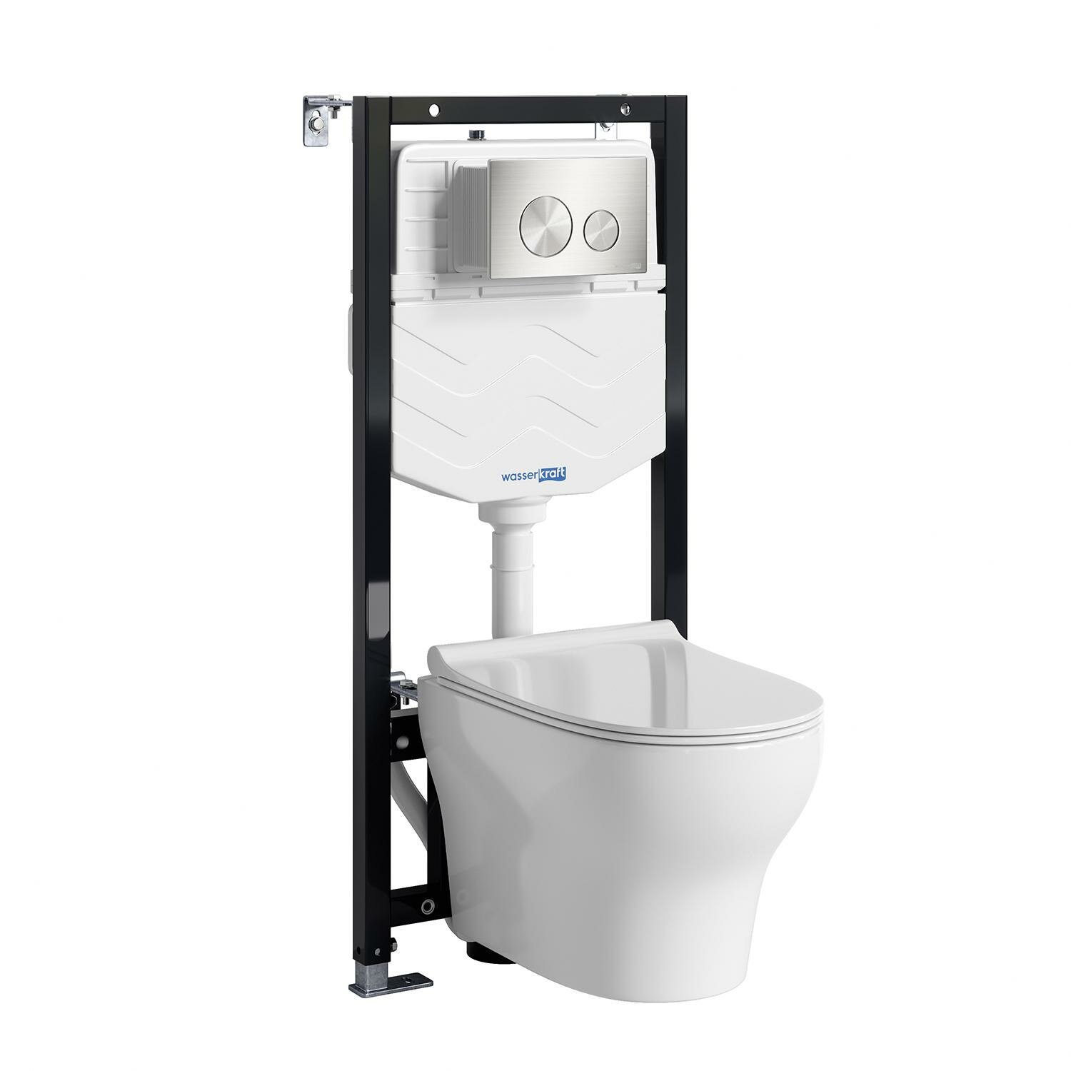Инсталляция с унитазом комплект WasserKRAFT Aller 10TLT.010. ME. BN02. H001 белый глянцевый, с кнопкой смыва никель