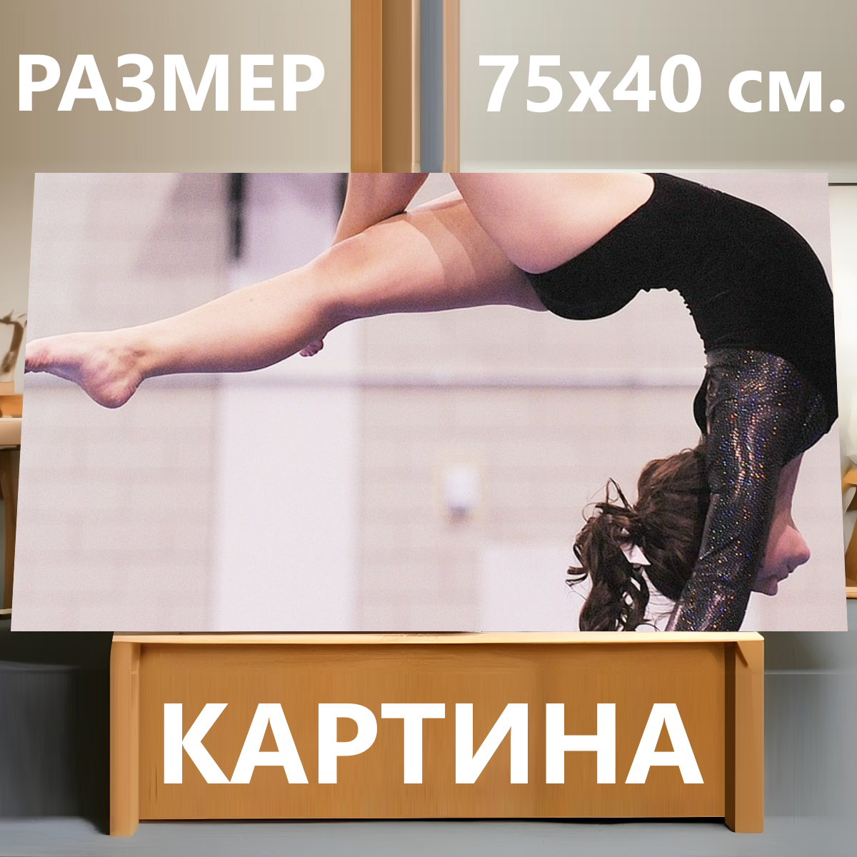 Картина на холсте "Гимнастика, гимнастка, виды спорта" на подрамнике 75х40 см. для интерьера