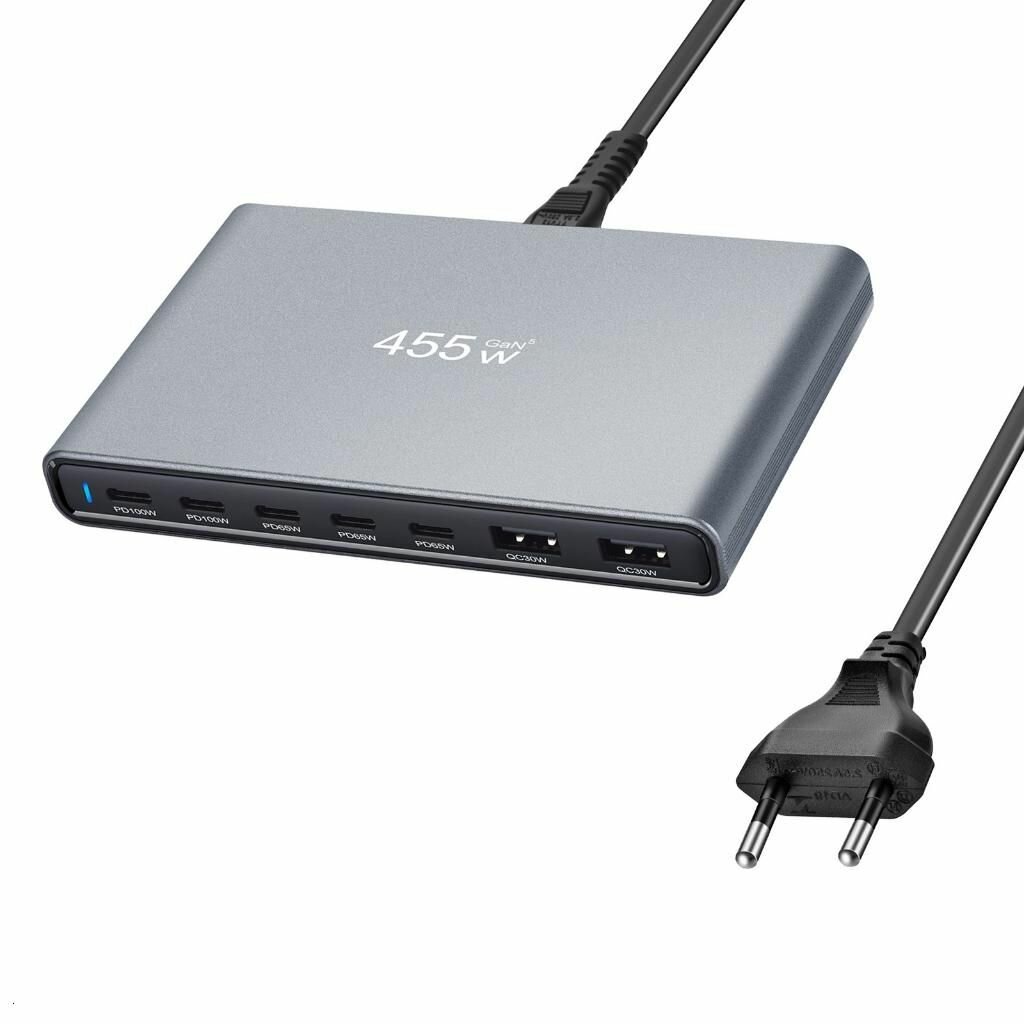455W Тонкий зарядник GaN PD100/65W, EU
