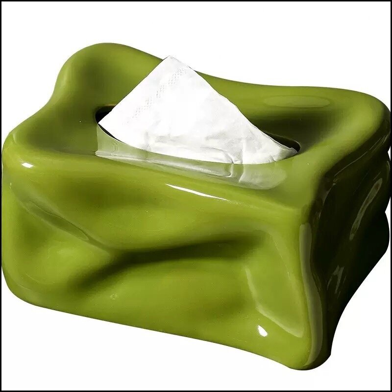 Керамическая коробка для салфеток "Green", съемная, с пузырьками, фарфор