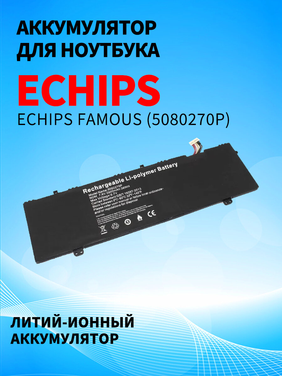 Аккумуляторная батарея для ноутбука Echips Famous (5080270P) 7.6V 5000mAh/38Wh