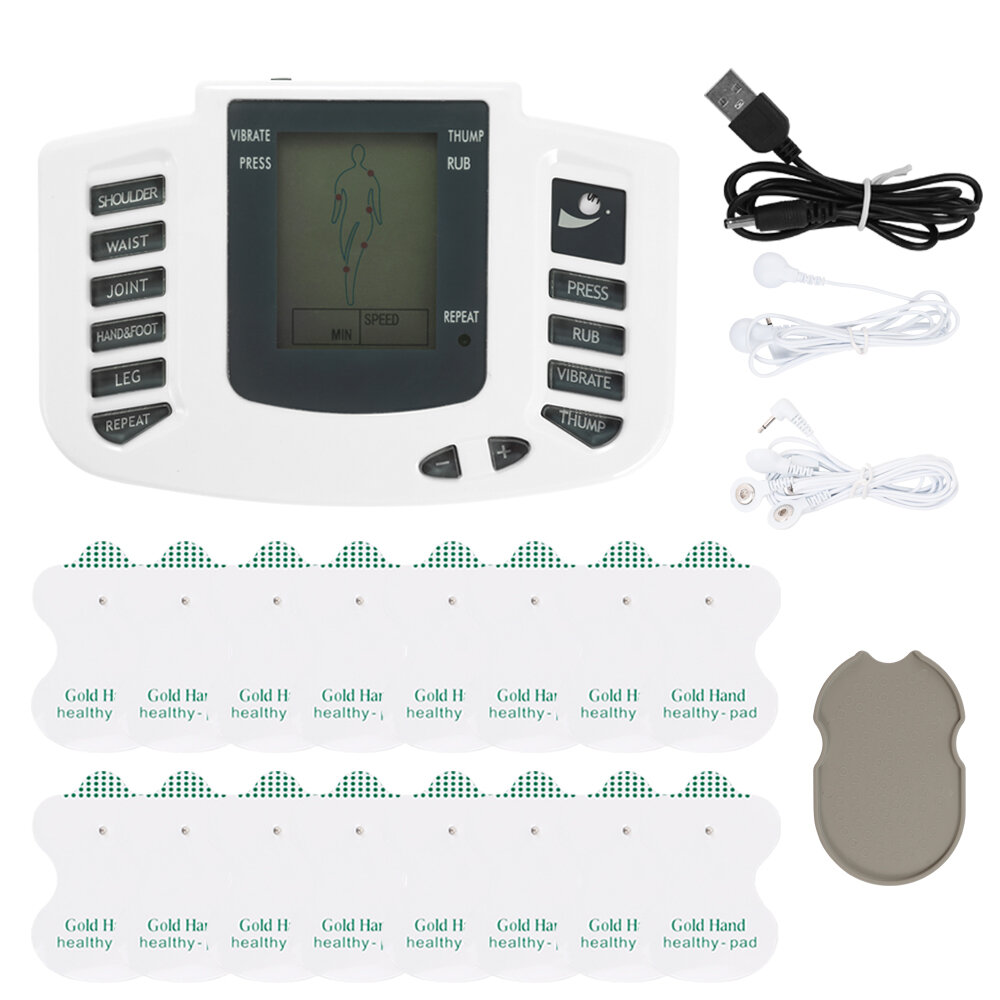 Портативный бытовой электростимулятор мышц промежуточной частоты многофункциональный цифровой меридианский массажер аппарат акупунктура терапия для похудения тела с 16 штуками массажных подставок