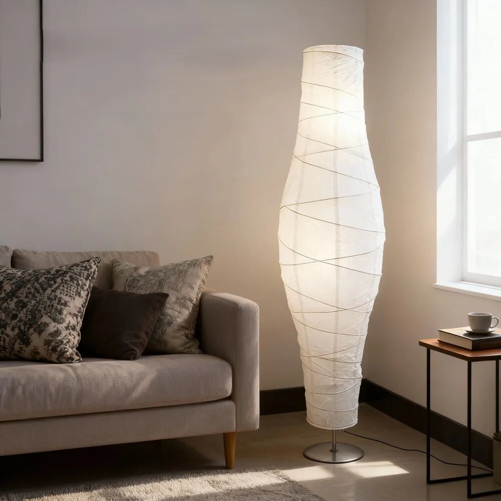 Бумажный абажур для напольного светильника стильный аксессуар для уюта в гостиной и спальне