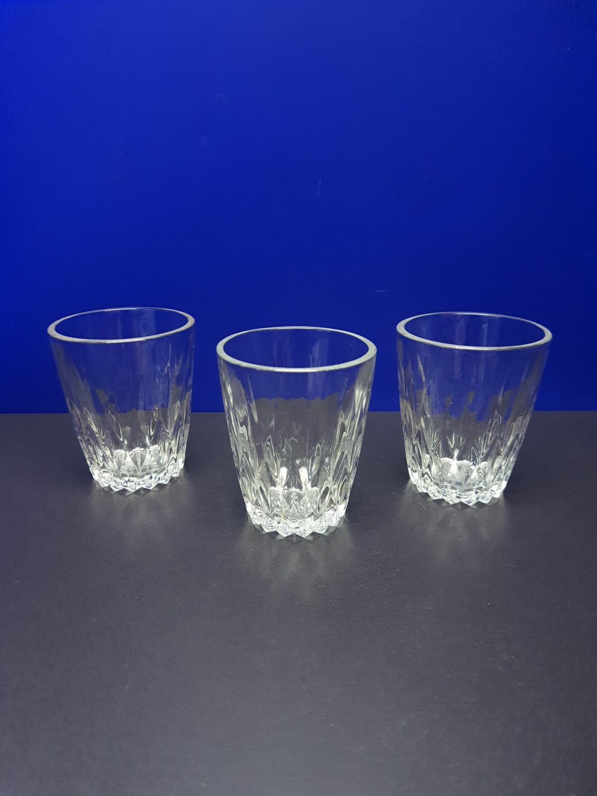 Стопки ромб, стекло, 75 мл, винтаж СССР, 70е, набор из 3 шт.