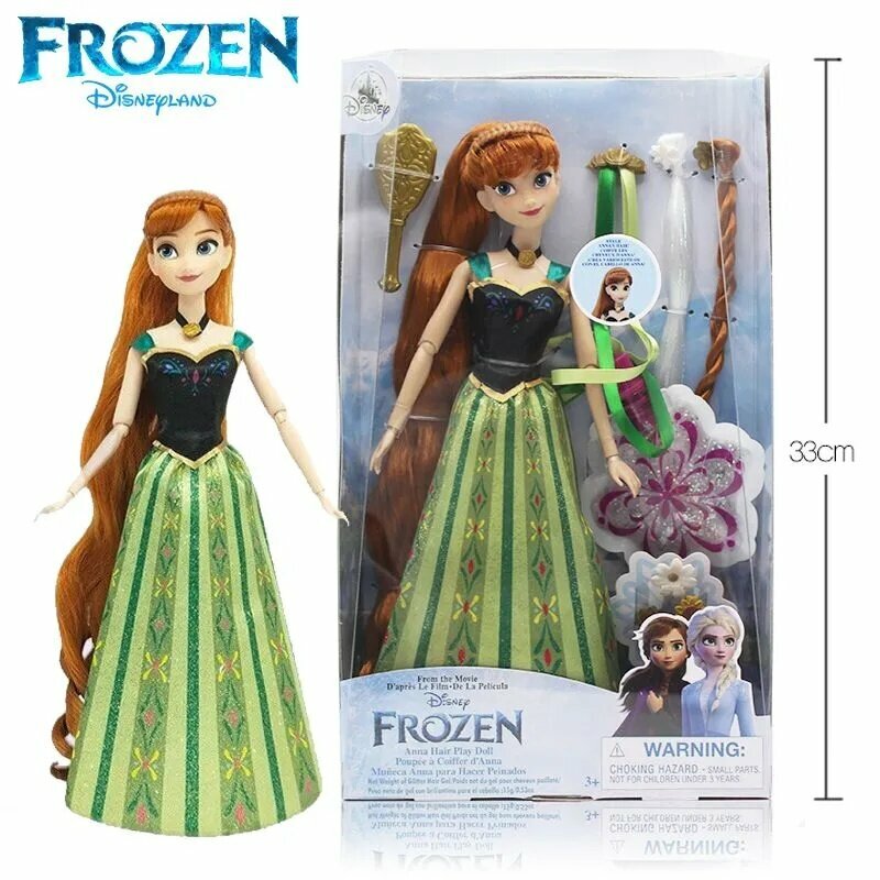 Disney Frozen Anna Hair Play Doll / Кукла С Прической Анны Дисней, С Изысканными Аксессуарами, Подходит Для Детей Старше 3 Лет