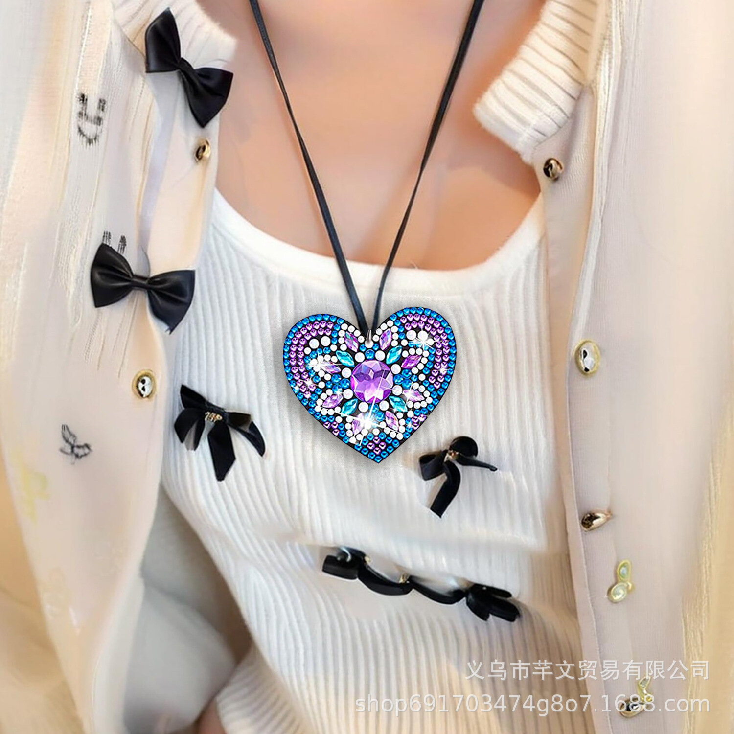 Новый стиль полный бриллиант DIY алмазная живопись любовь подвеска кожаная веревка ожерелье женский ребенок ручной