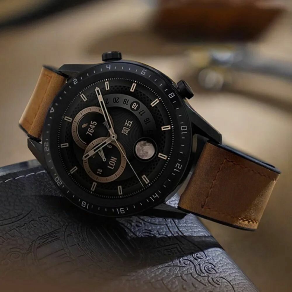 Универсальный ремешок 22 мм для Huawei Watch GT5 46 мм / GT4 46 мм / Watch 4 / Ultimate Кожаный и силиконовый, быстросъемный (подходит для 20+ моделей)