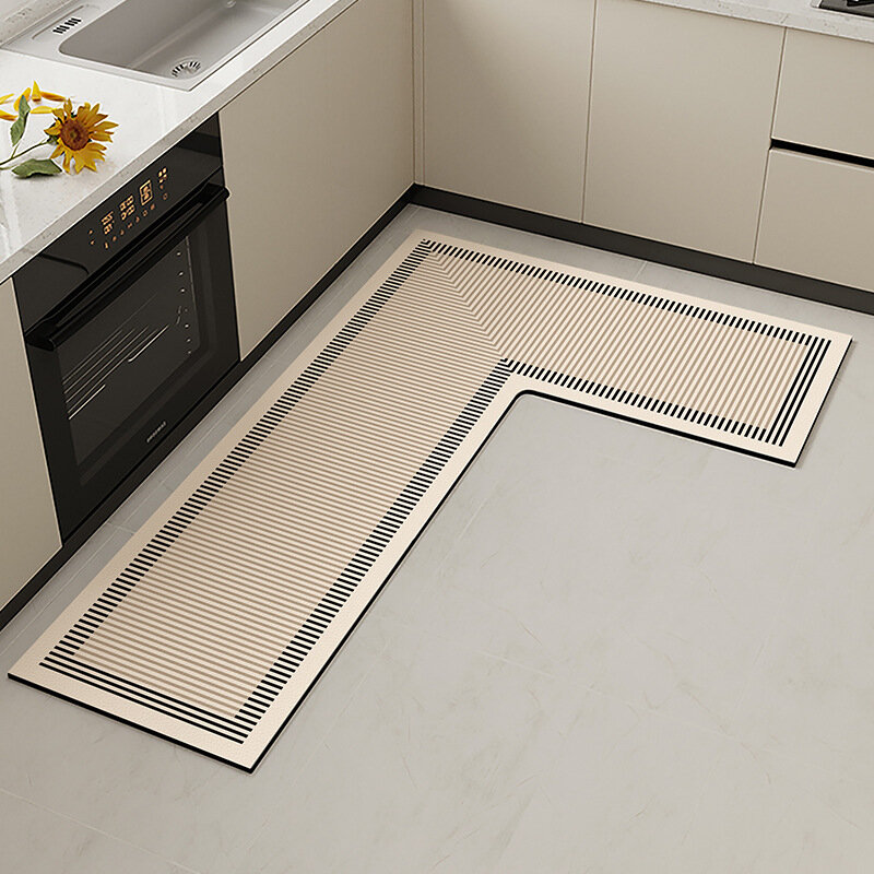 Кухонный коврик L-образной формы для домашнего использования, грязеотталкивающий, износостойкий, легко чистится, коврик для ног в стиле ваби-саби, водопоглощающий, маслопоглощающий коврик из диатомитовой земли