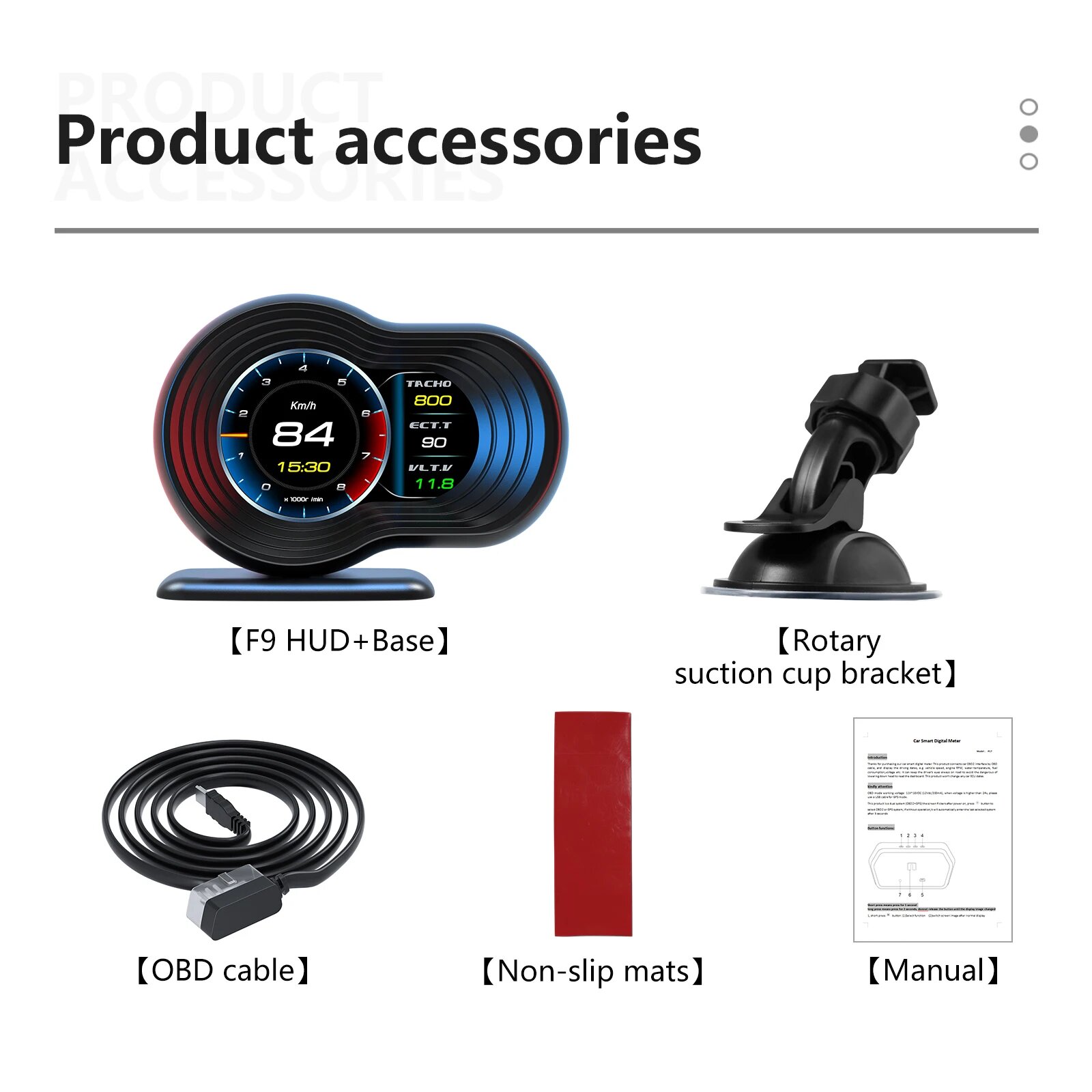 OBD2 Автомобильный HUD F9 OBD Head Up Display Автоматический умный автомобильный бортовой компьютерный датчик Цифровой спидометр Температура двигателя RPM Сигнализация