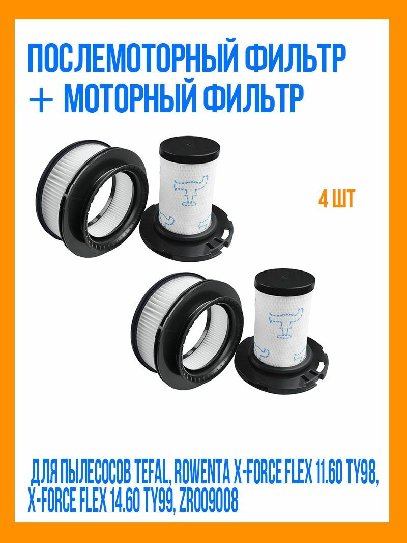 Послемоторный фильтр для пылесосов Tefal, Rowenta X-Force Flex 11.60 TY98, X-Force Flex 14.60 TY99, ZR009008