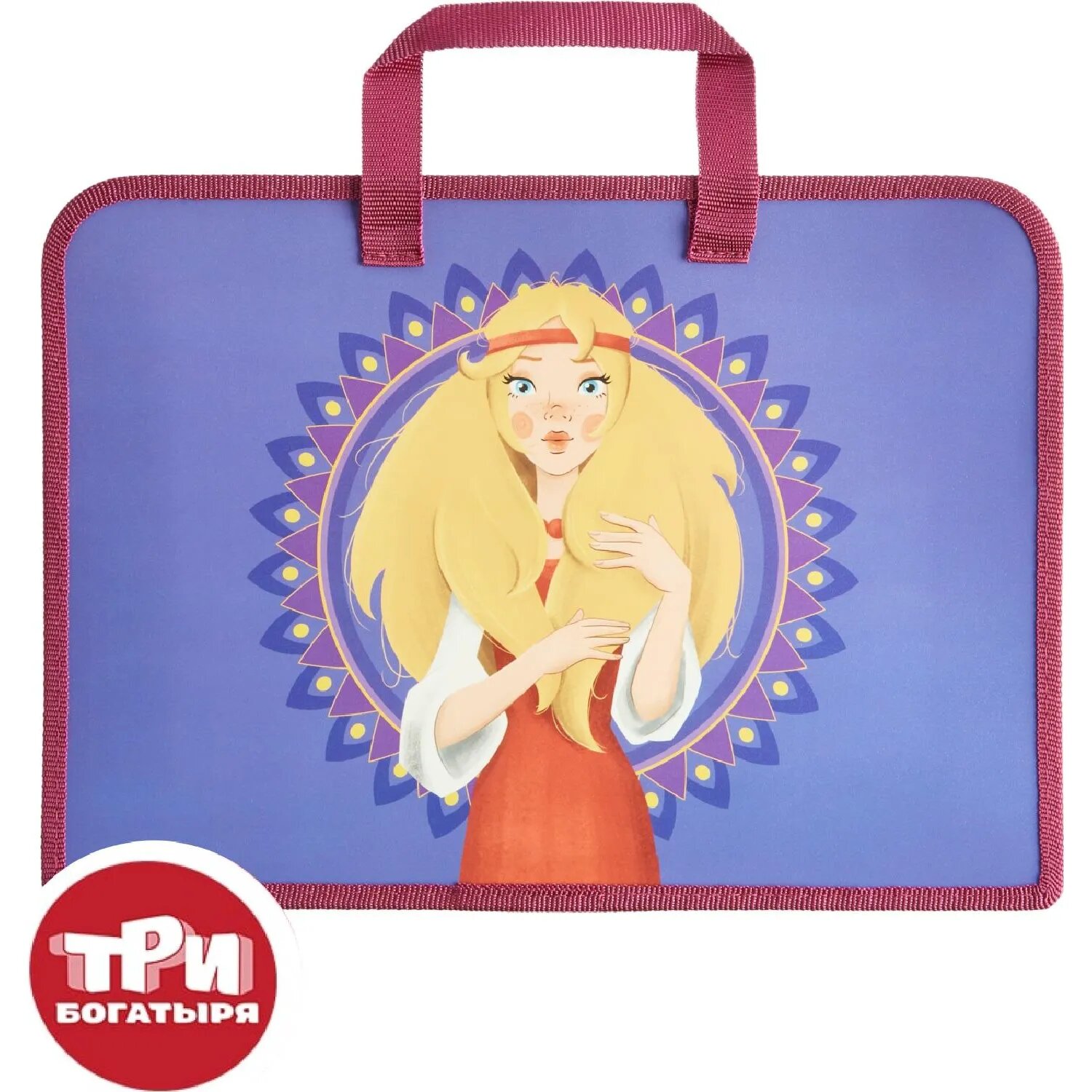Папка для тетрадей комус Три богатыря Аленушка, А4, молн, руч, пласт,75, ПТ 14-4