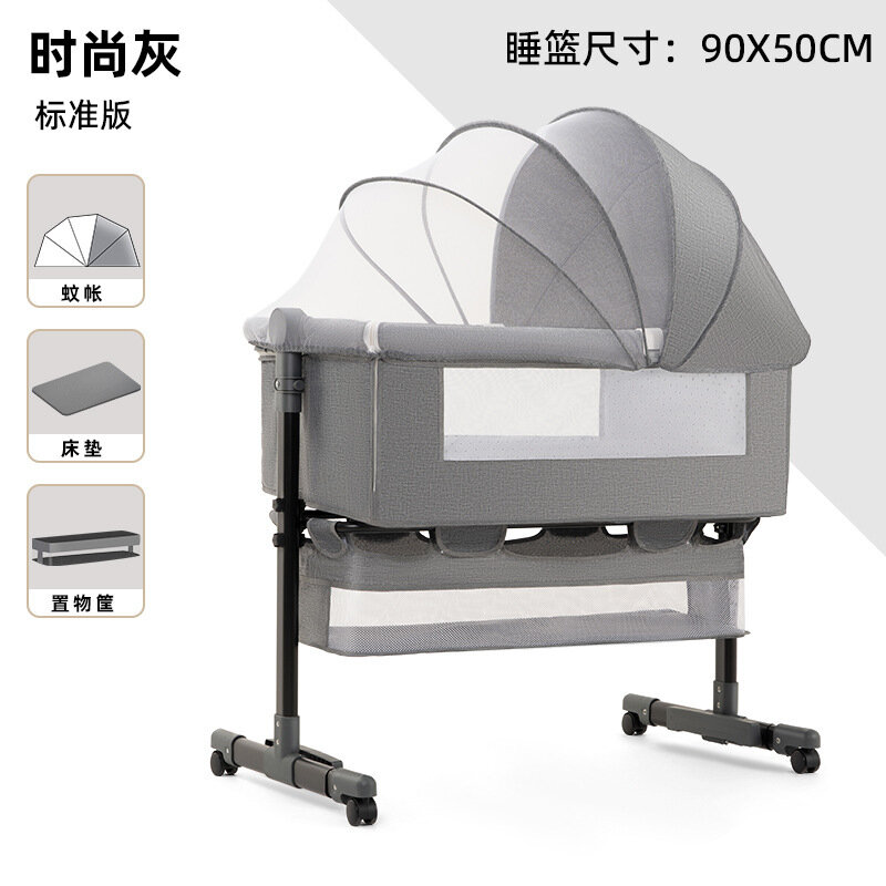Оптовая портативная детская кроватка, складная, передвижная, многофункциональная, соединяемая, большая кровать, качающаяся кровать для детей