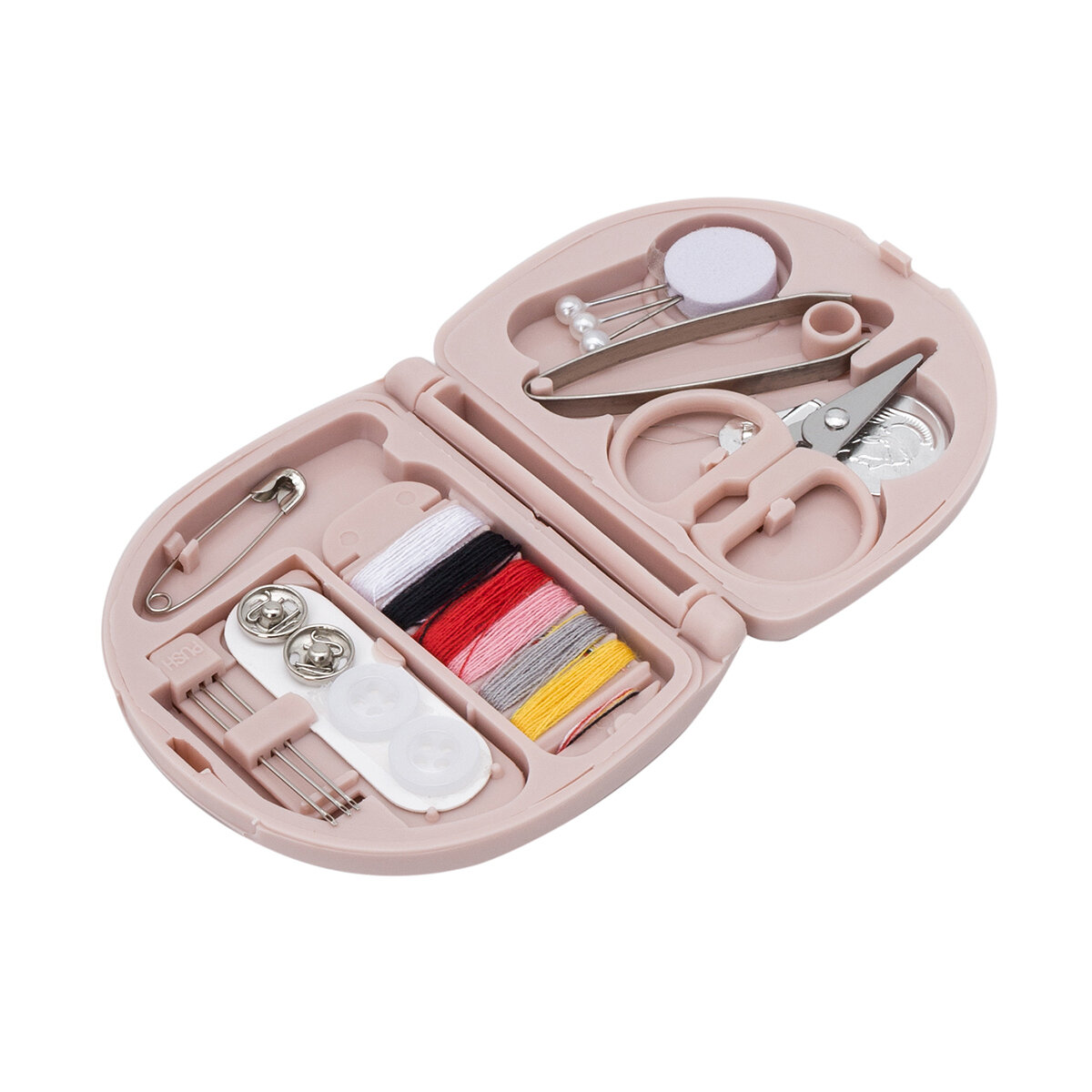 Набор для шитья швейный, дорожный LM-078, размер 6,5 х 6,5 х 1,6 см, цвет розовый