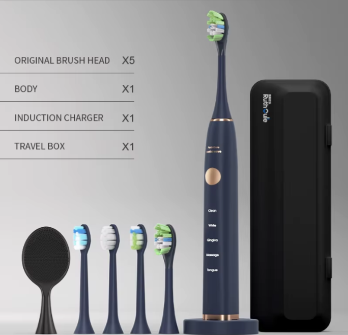Электрическая зубная щётка Sonic Wave V8 Toothbrush Blue, 5 насадок, 320 дней работы батареи , IPX7, 48000 об/мин, с датчиком давления, 5 режимов