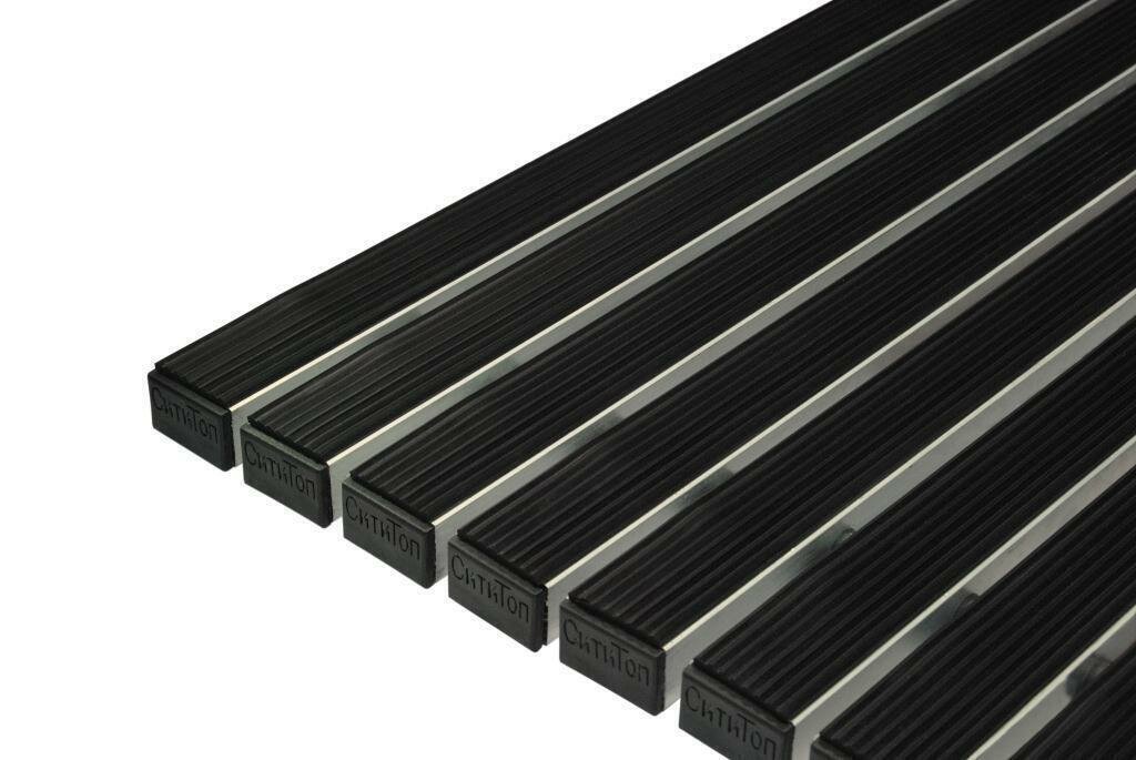 Решетка придверная "Сити" резина 60 х 40 см СитиТоп, алюминиевая, грязезащитная, коврик от грязи