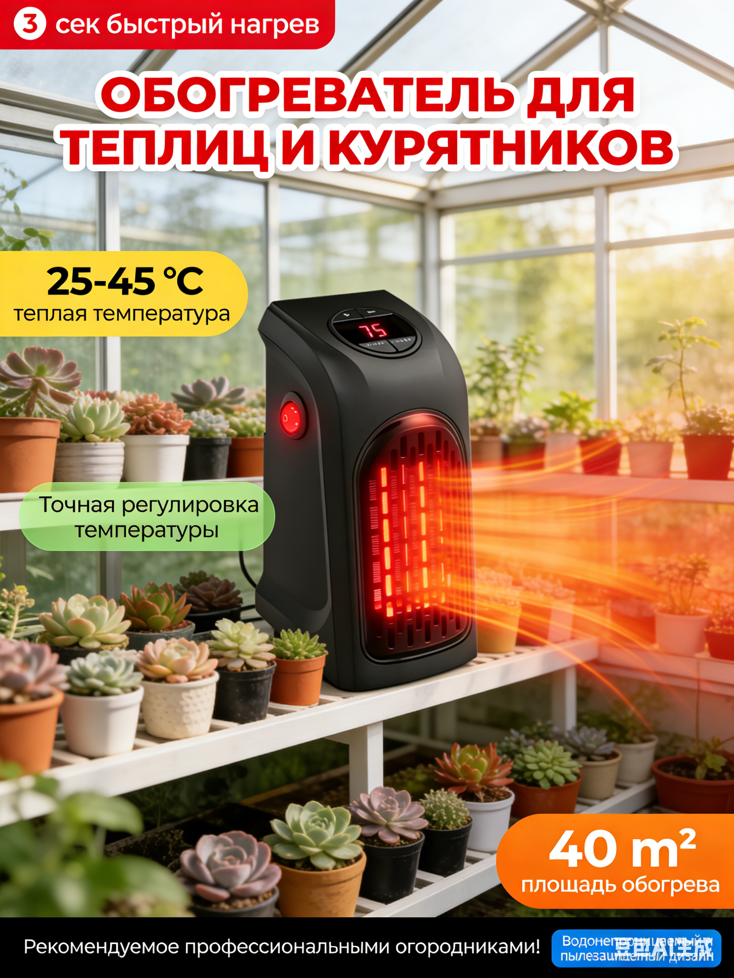 Обогреватель для теплиц, парников, курятников