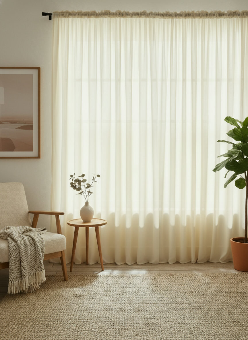 Тюль Икеа Ревлуммер полупрозрачный на ленте, 300х300 см, 1 шт, бежевый