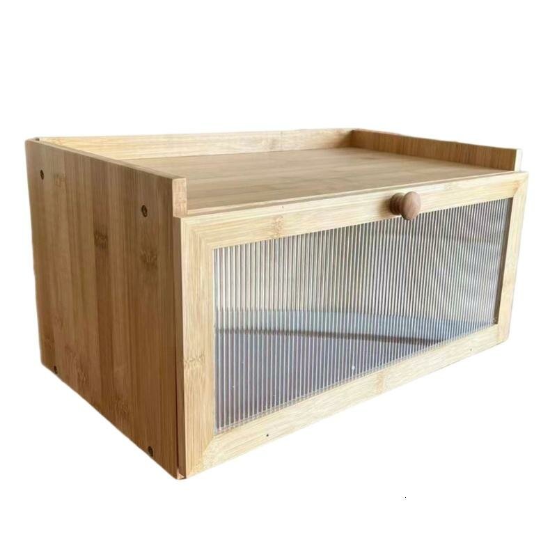 Деревянная хлебница с двойным ярусом и прозрачной крышкой, ээээ