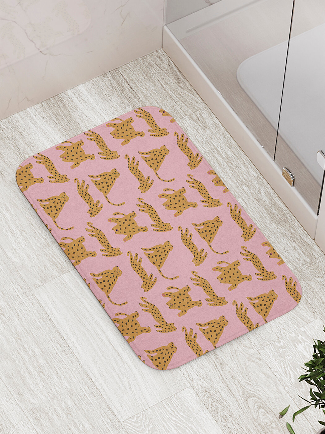 Коврик для ванной комнаты, туалета "Забавные леопарды" противоскользящий, 52х77 см, JoyArty