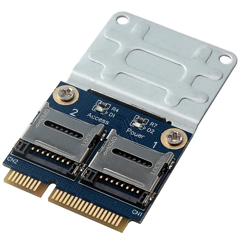 2 SSD HDD для ноутбука Dual MicroSD SDHC SDXC TF для устройства чтения карт памяти Mini PCIe MPCIe на 2 MiniSDcard Mini PciE адаптер
