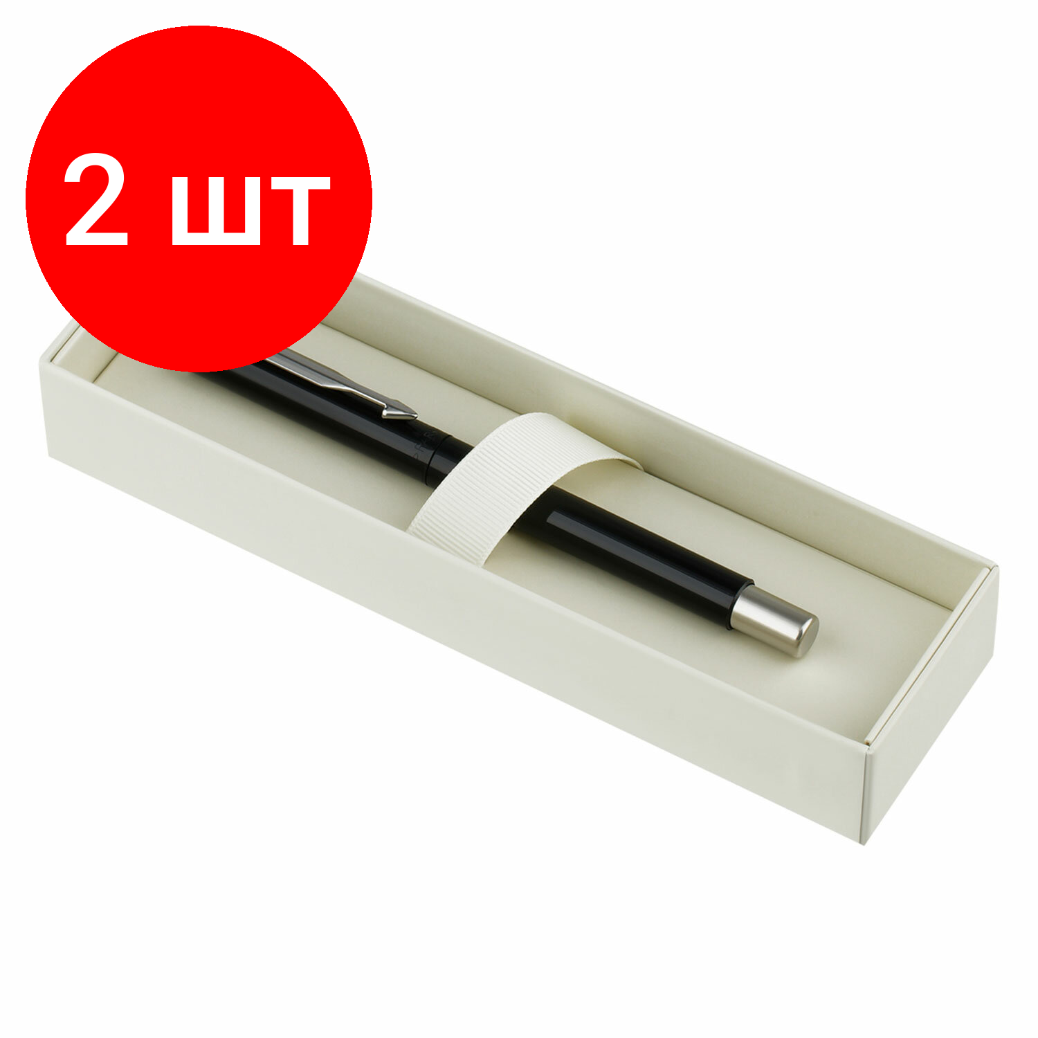 Комплект 2 шт, Ручка-роллер PARKER "Vector Black", корпус черный лак, детали из нержавеющей стали, синяя, S0319630