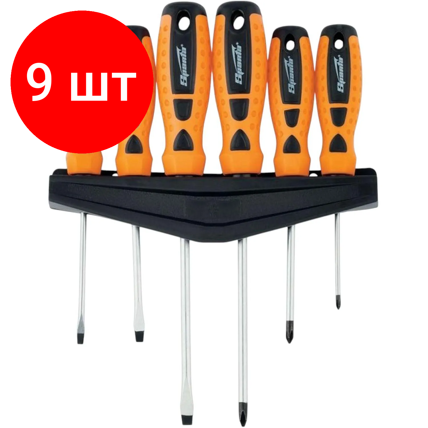 Комплект 9 штук, Набор отверток Point , CrV SPARTA (11782)