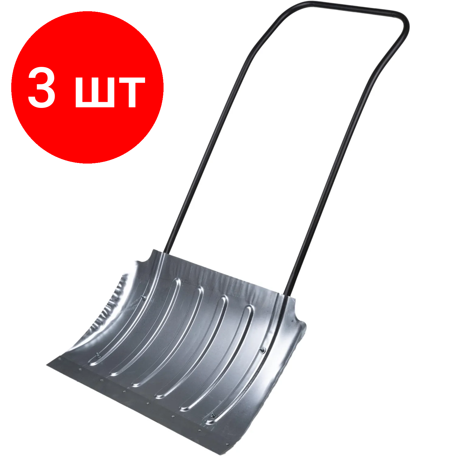 Комплект 3 штук, Движок для уб/снега(скрепер) РусТрейд форм-й оцинк 75х42х135 см стал/рук-ка