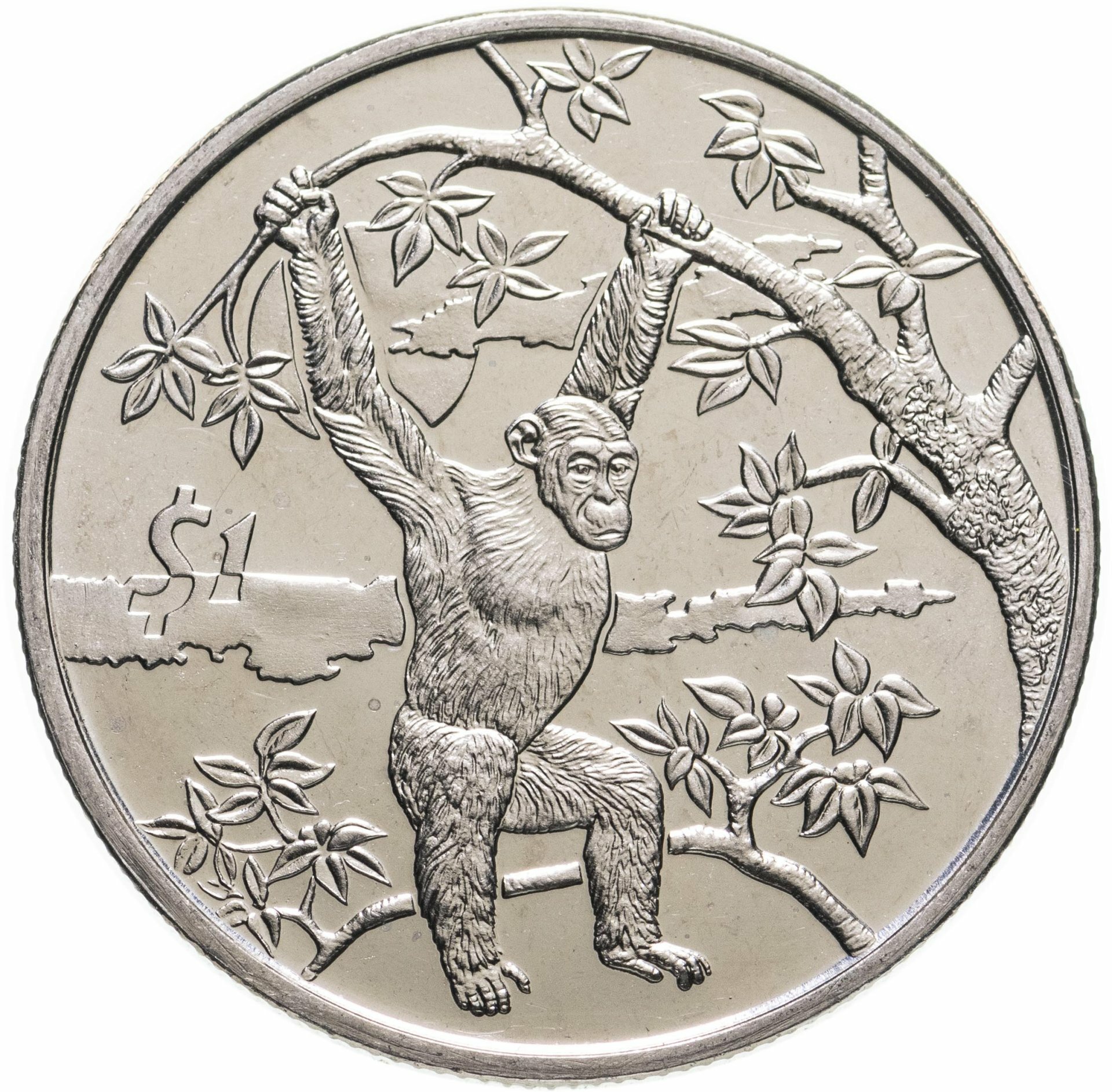 Сьерра-Леоне 1 доллар dollar 2006 Животные - Шимпанзе, Мельхиор медь-никель, в сохранности UNC