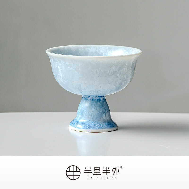 Кристальная глазурь, чашка мастера с цветочным рисунком, одиночная чашка, синяя, личная чайная чашка, керамическая чашка для дегустации, чашка для кунг-фу чая