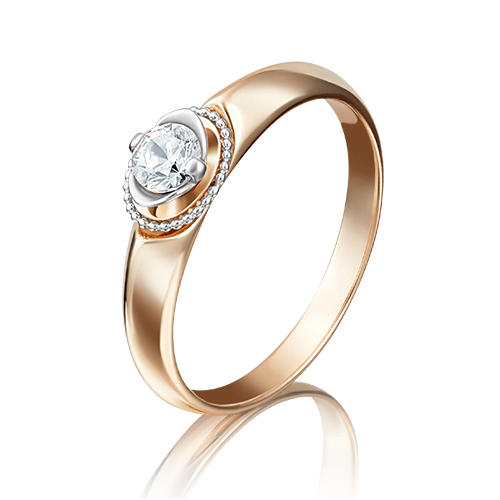 Кольцо, красное золото, 585 проба, бриллиант