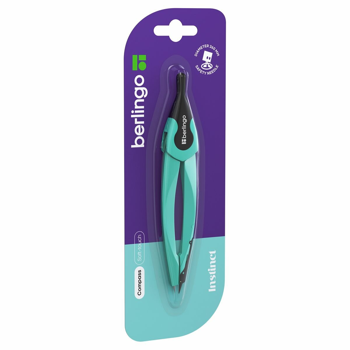 4 шт. Циркуль Berlingo "Instinct" металлический, 135мм, мятный, блистер