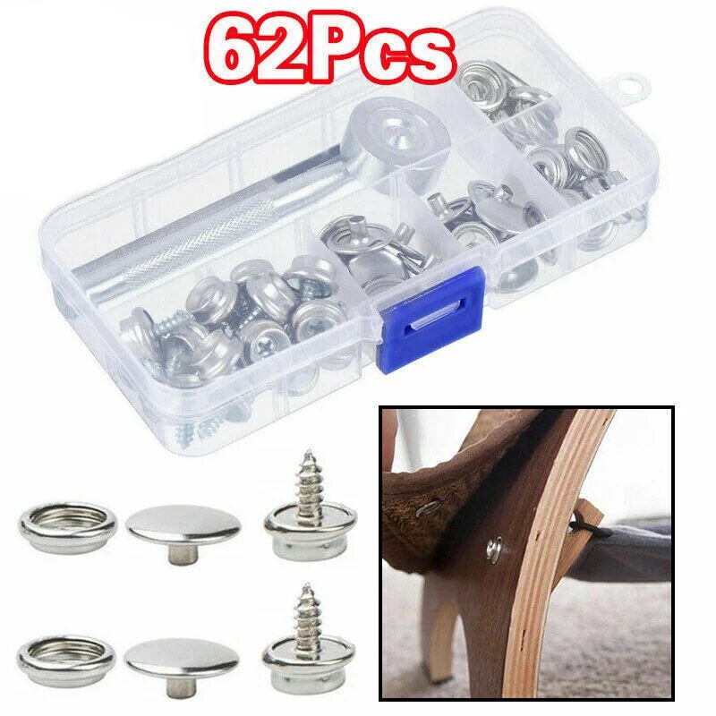 62 шт, холст из нержавеющей стали, чехол для лодки, кнопка-защелка, комплект сверхмощных кнопок с инструментами, палатка, яхта, винт, пряжка, набор кнопок-защелков