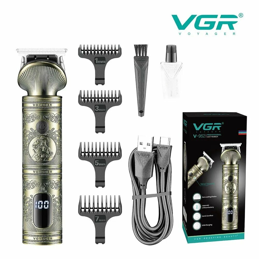 VGR Машинка для стрижки VGR962, серый металлик