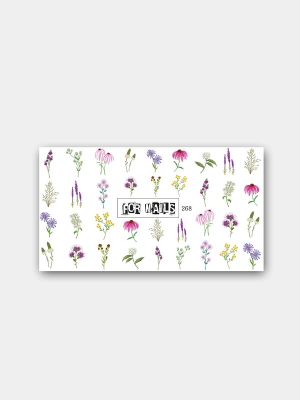 Слайдер для дизайна ногтей №268 "Цветы"