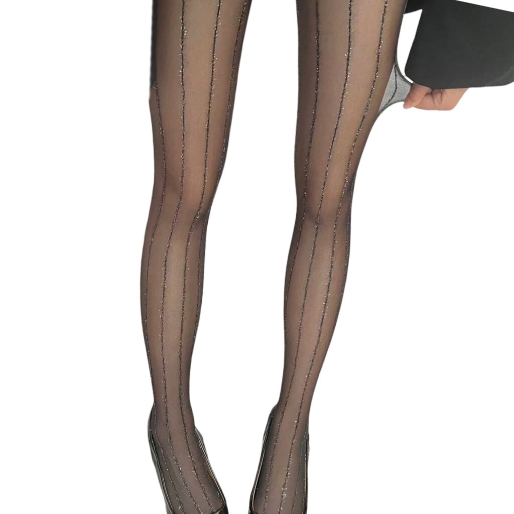 Ультратонкие чулки из яркого шелка Silver onion вертикального плетения -черный