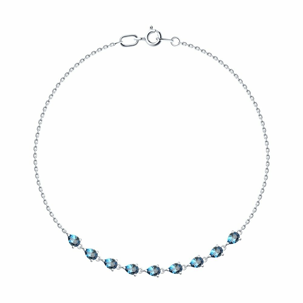 Браслет, белое золото, 585 проба, топаз