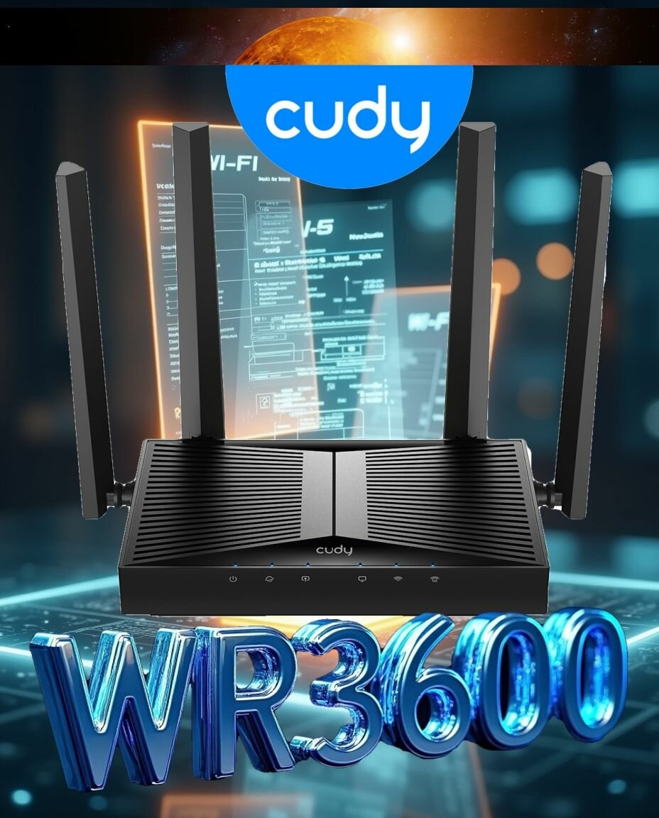 Wi-Fi Роутер Cudy BE3600 WR3600 Wi-Fi 7, черный